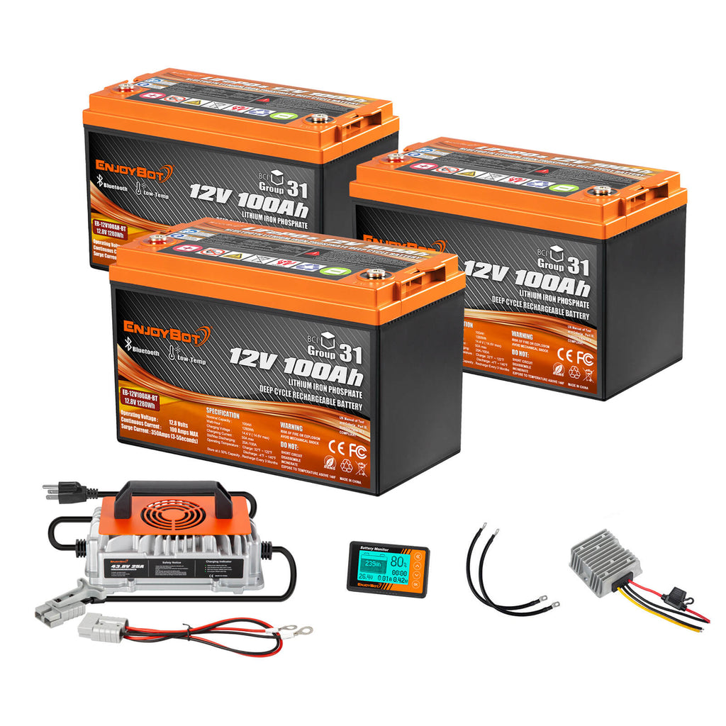 Enjoybot 36V 100Ah Golf Cart Lithium Battery Conversion Kit - 3 Batter ...