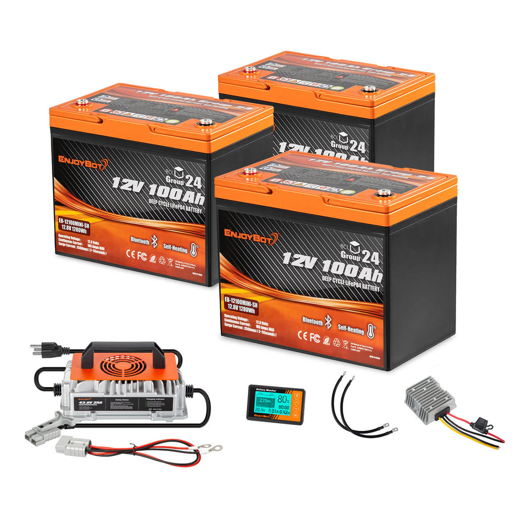 Enjoybot 36V 100Ah Golf Cart Lithium Battery Conversion Kit - 3 Batter ...