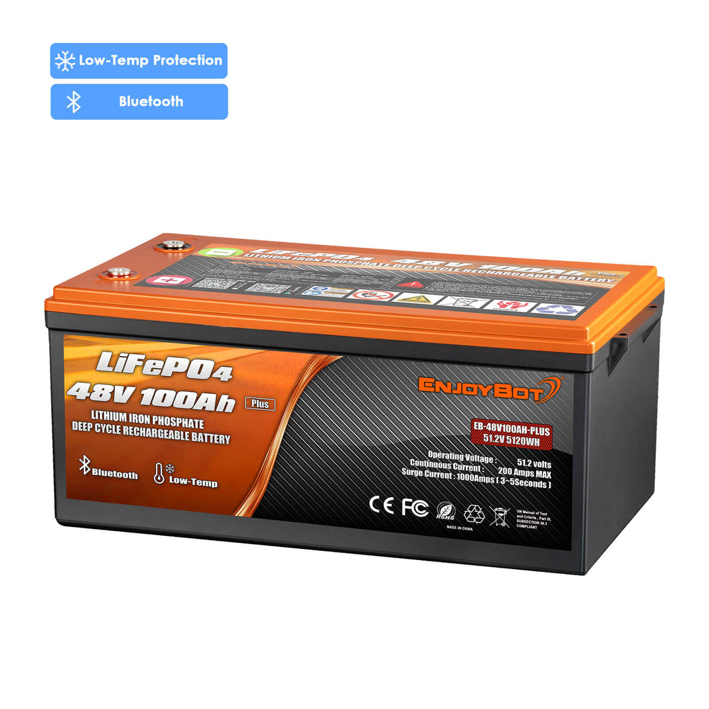 Enjoybot 48V 100AH Plus Lithium Golf Cart Battery with Bluetooth & Low ...