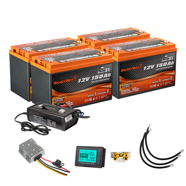 Enjoybot 48V 150Ah Golf Cart Lithium Battery Conversion Kit - 4 Batter ...