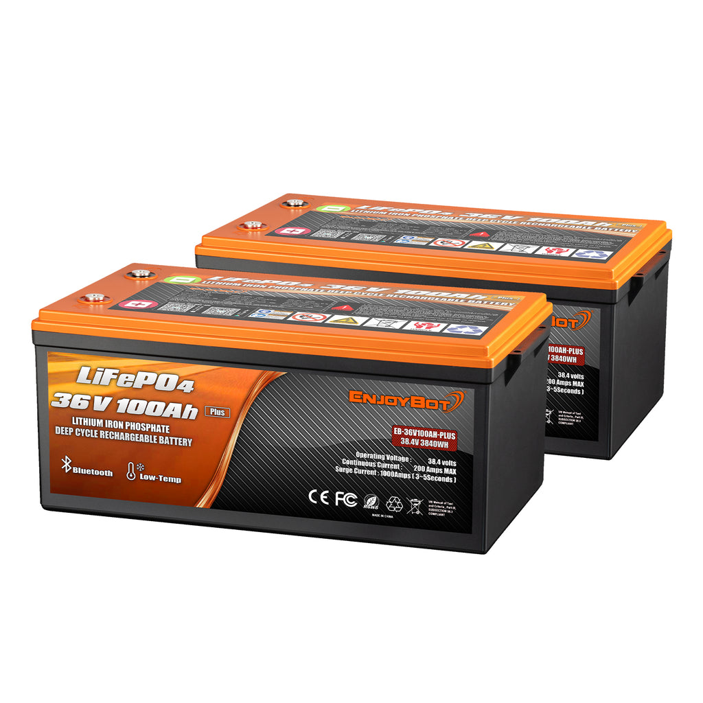 Enjoybot 72V 100Ah LiFePO4 Lithium Golf Cart Battery Set - 2 Batteries ...