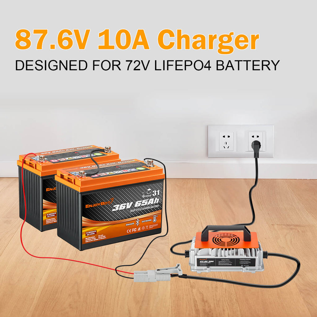 Enjoybot 87.6V 10A Mountable LiFePO4 Lithium Battery Charger For 72V G ...