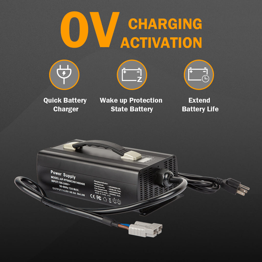 Enjoybot 14.6V 40A Mountable Dual-Purpose LiFePO4 Lithium Battery Char ...