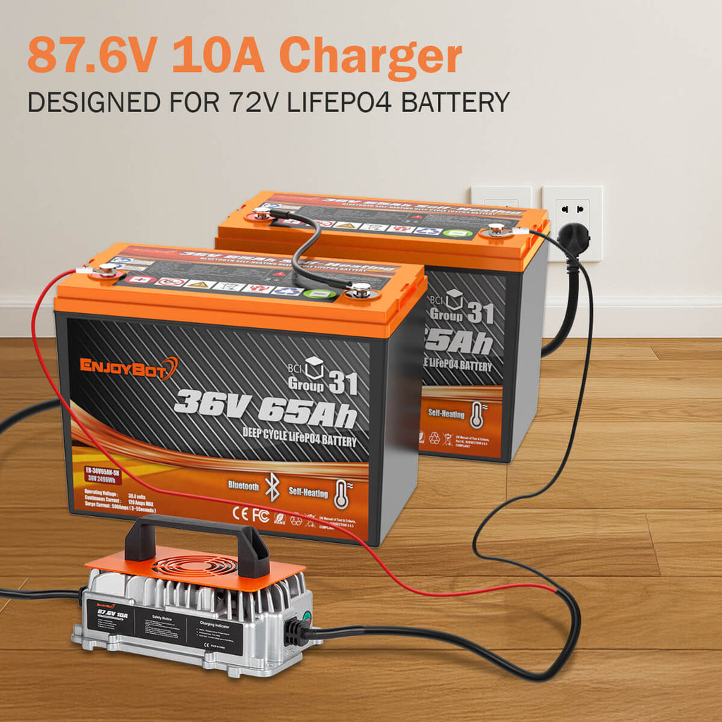 Enjoybot 87.6V 10A Mountable LiFePO4 Lithium Battery Charger For 72V G ...