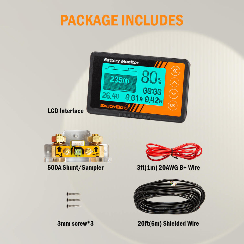 Enjoybot 500A Battery Monitor with Shunt – Enjoybot Official Store