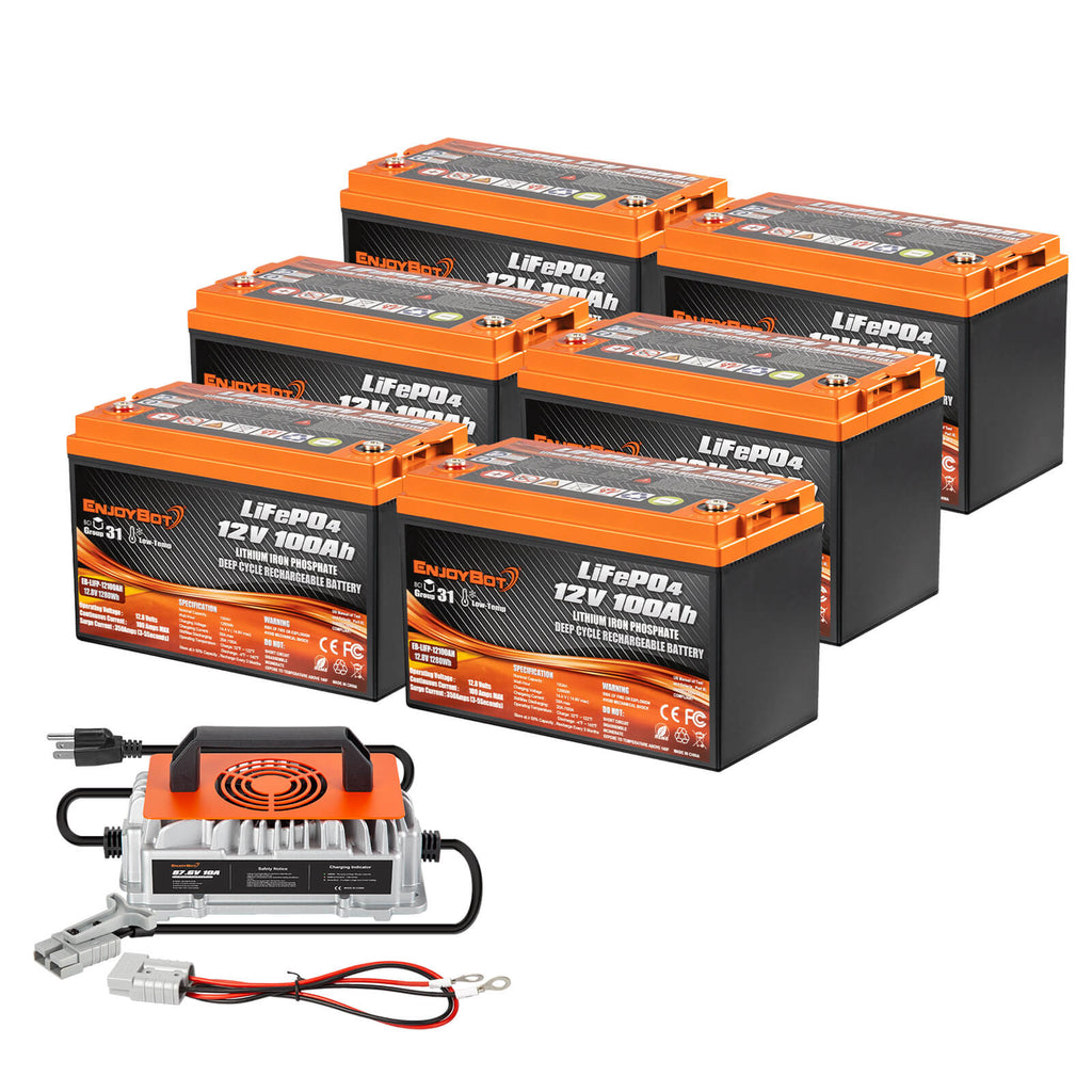 Enjoybot 72V 100Ah LiFePO4 Lithium Battery Set For Golf Cart, Electric ...